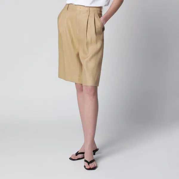 Tagliatore Effie Linen Tailored Bermuda Shorts - Beige