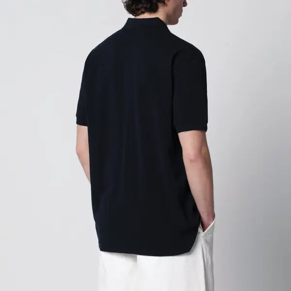 Play Comme Des Garcon Red Heart Polo Shirt In Navy Cotton - Blue