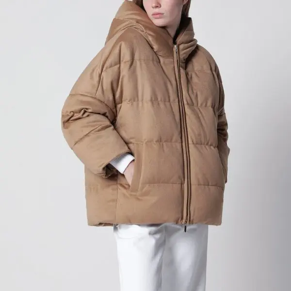 Max Mara Reversible Zip Camel Down Jacket - Beige