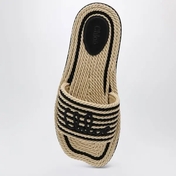 Chloé Sand Sabot Mules In Recycled Rope - Black
