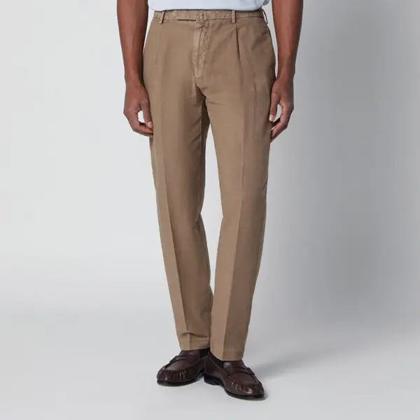 SANTANIELLO Trousers In Cotton And Linen - Beige