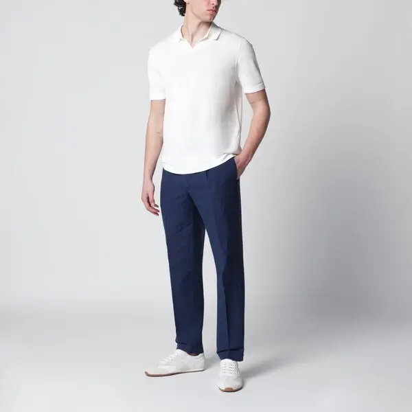 SANTANIELLO Cotton And Linen Trousers - Blue