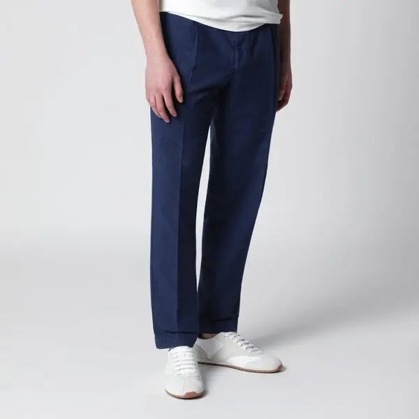 SANTANIELLO Cotton And Linen Trousers - Blue