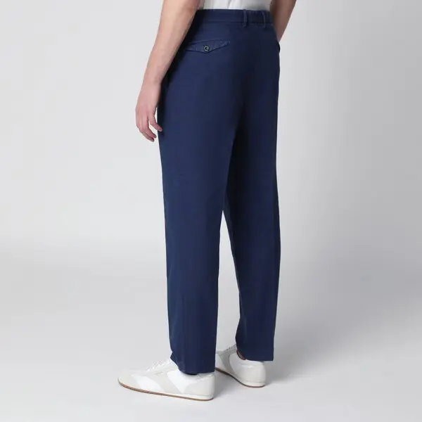 SANTANIELLO Cotton And Linen Trousers - Blue