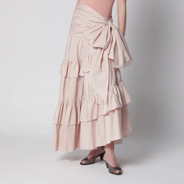Chloé Long Ruffled Cotton Poplin Skirt - Pink