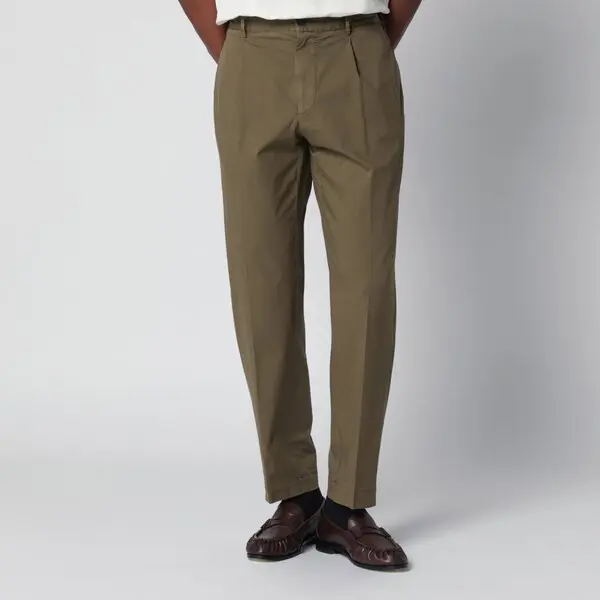 SANTANIELLO Olive Trousers In Cotton Blend - Green