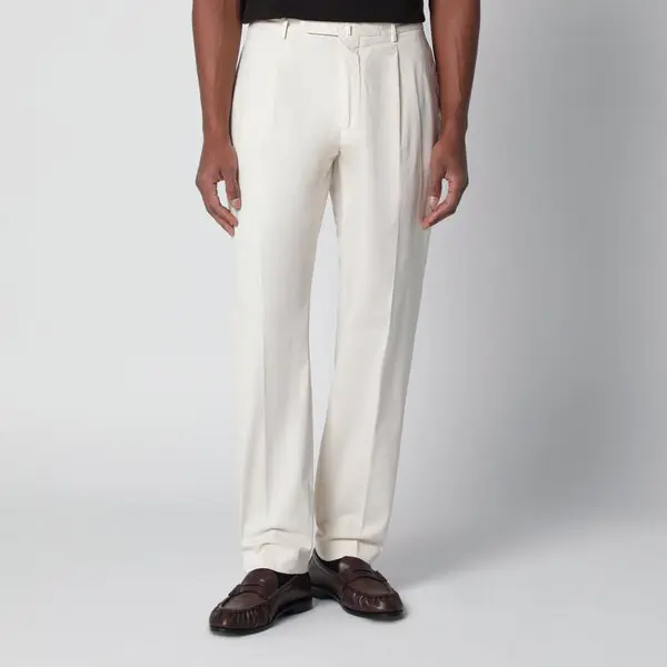 SANTANIELLO Cotton-blend Trousers - White
