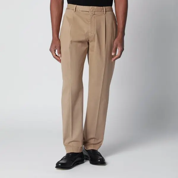 SANTANIELLO Cotton Blend Trousers - Beige