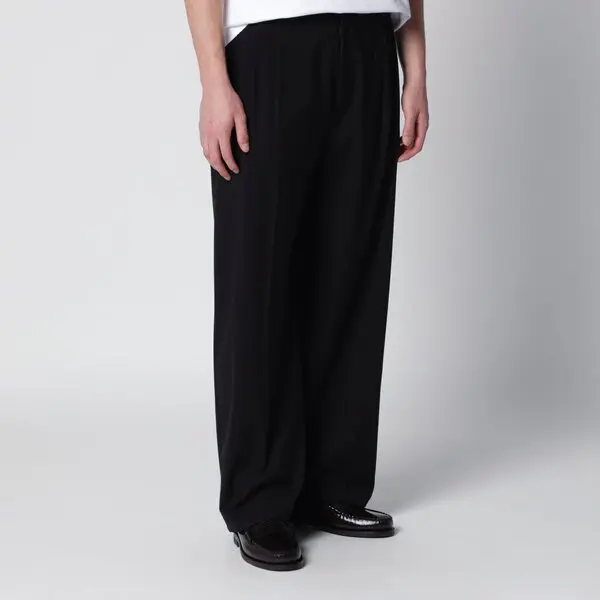 THESTROY Pinstriped Inno Trousers In Viscose Blend - Black