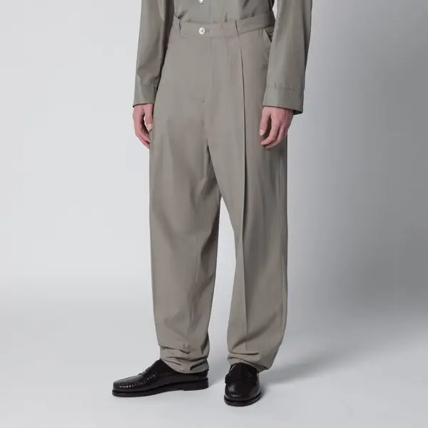 Brunello Cucinelli Twill Cotton Trousers With Pleats - Green