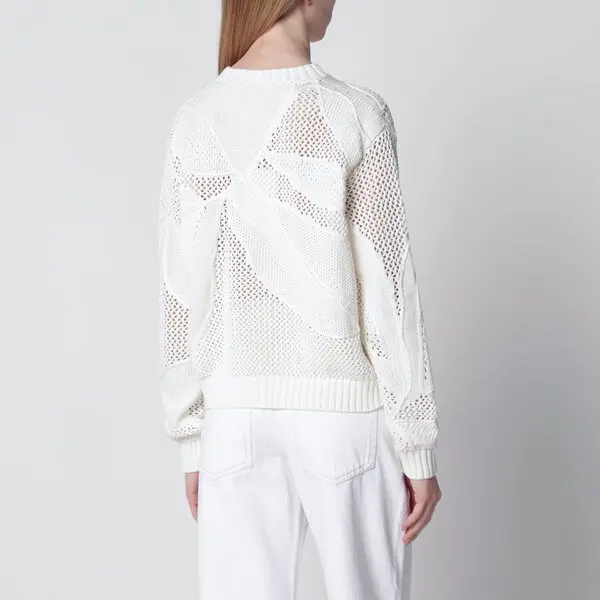 Max Mara Embroidered Cotton Crewneck Sweater - White