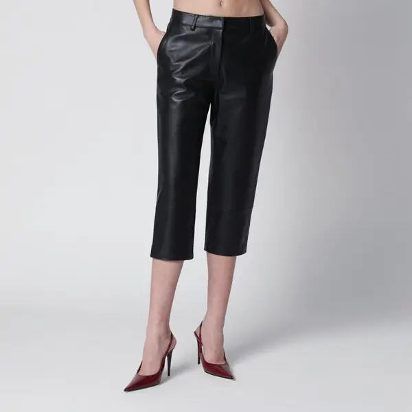 THE FRANKIE SHOP Lior Lamb Leather Capri Pants - Black