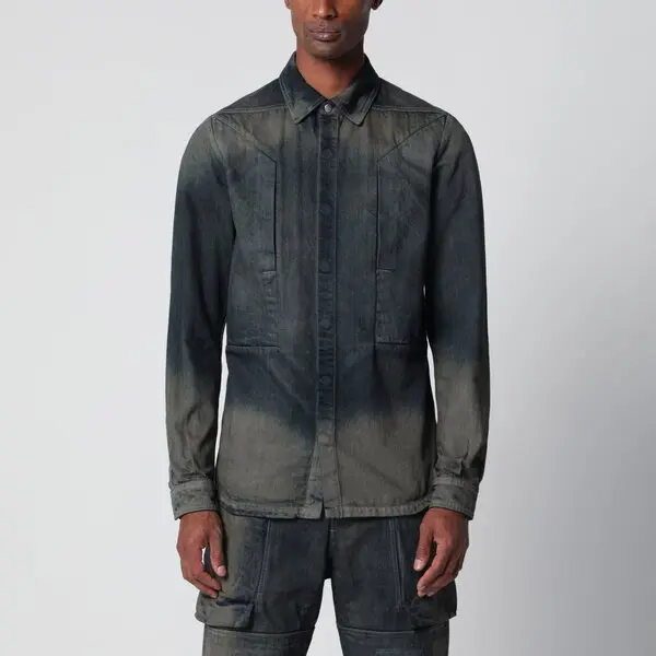 Rick Owens Fogpocket Shirt In Grey Degradé Denim - Multicolor