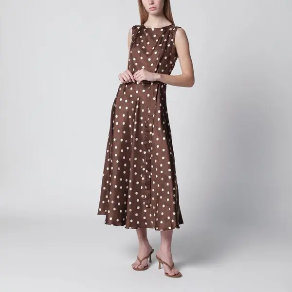 Max Mara Printed Silk Twill Midi Dress - Brown