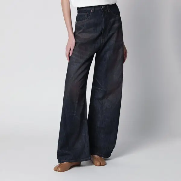 MAISON MARGIELA Dark Wide-leg Jeans With Worn Effect - Blue