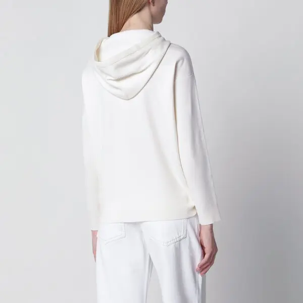 Max Mara Taddeo Hooded Virgin Wool Sweater - White