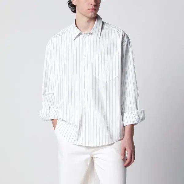 AMI Paris Striped De Coeur Shirt - White