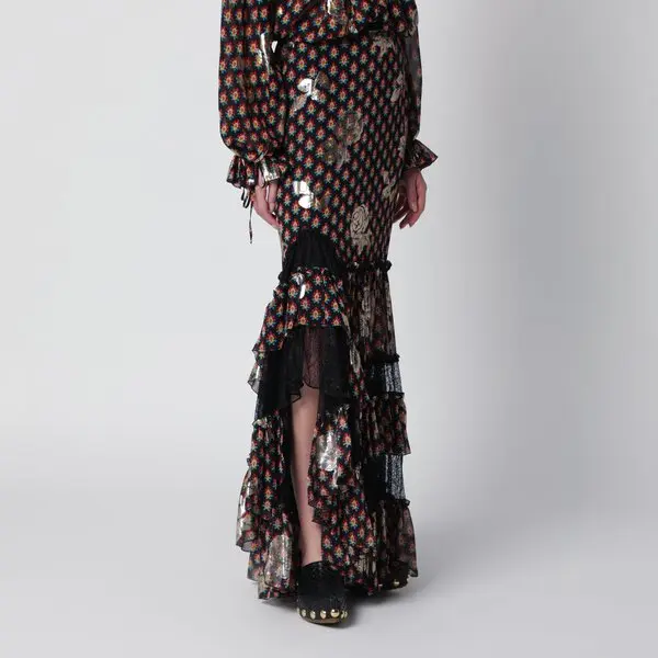 Etro Long Skirt In Silk Blend With Fil Coup