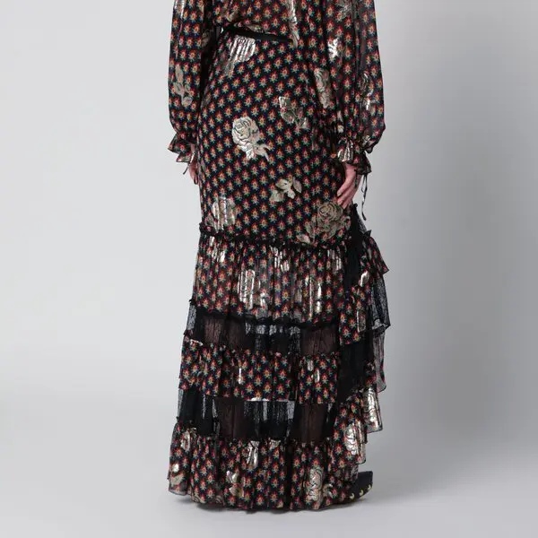 Etro Long Skirt In Silk Blend With Fil Coup
