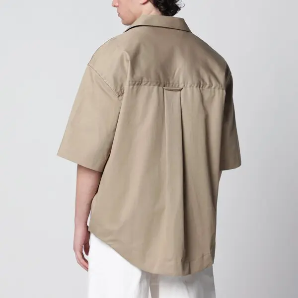 AMI Paris Taupe Cotton Bowling Shirt