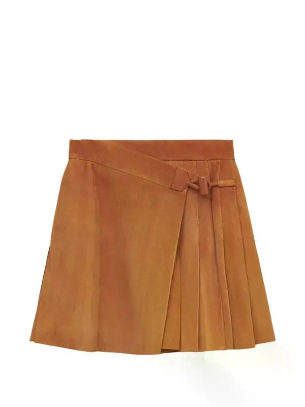 Loewe Buckle Pleated Short Skirt - Neutrals