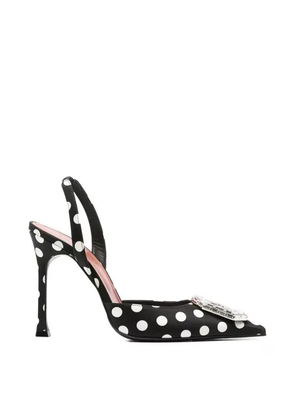 Amina Muaddi Camellia Polka-dot Pumps - Black