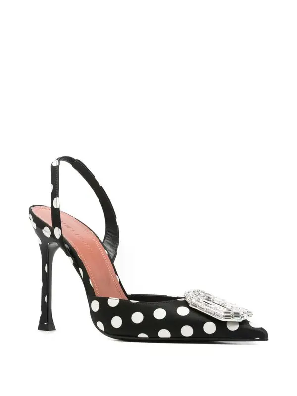 Amina Muaddi Camellia Polka-dot Pumps - Black