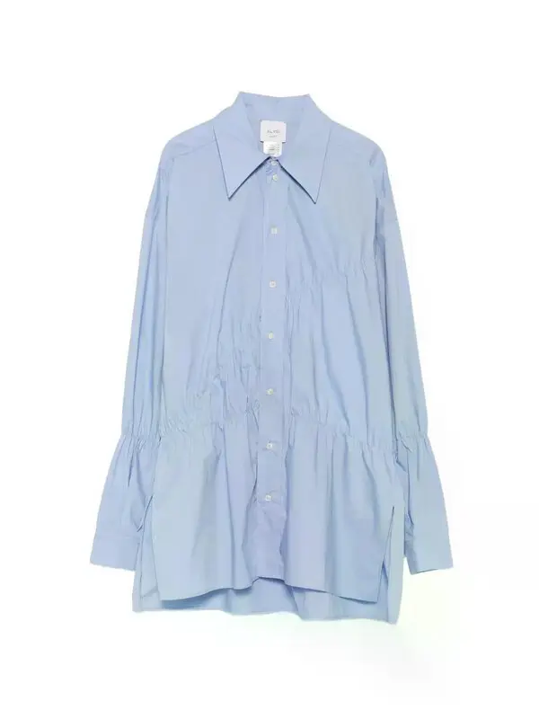 ALYSI Gathered Poplin Shirt - Blue