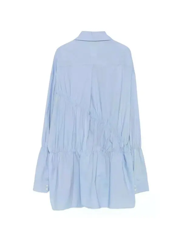 ALYSI Gathered Poplin Shirt - Blue