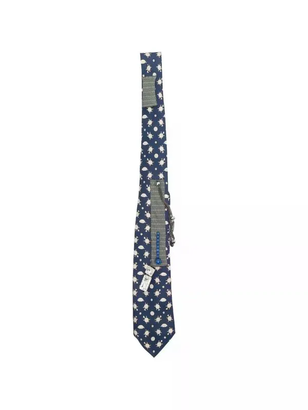 A.N.G.E.L.O. VINTAGE CULT X Stefania Bertoni Hermés Embellished Turtle-print Tie - Blue