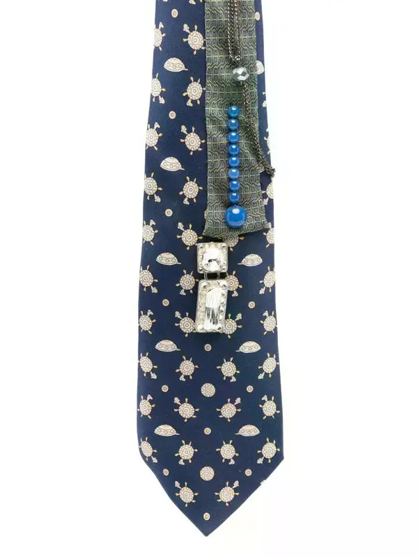 A.N.G.E.L.O. VINTAGE CULT X Stefania Bertoni Hermés Embellished Turtle-print Tie