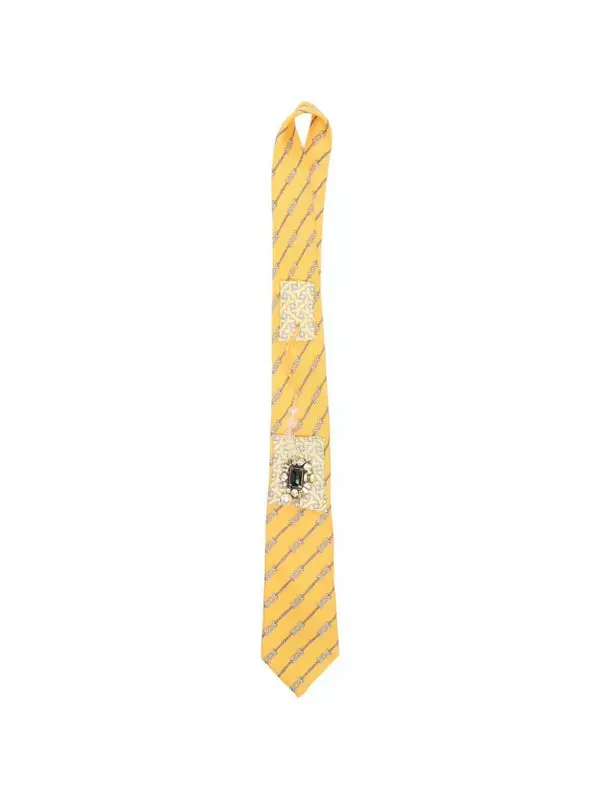 A.N.G.E.L.O. VINTAGE CULT Customised Hermés Embellished Tie - Yellow