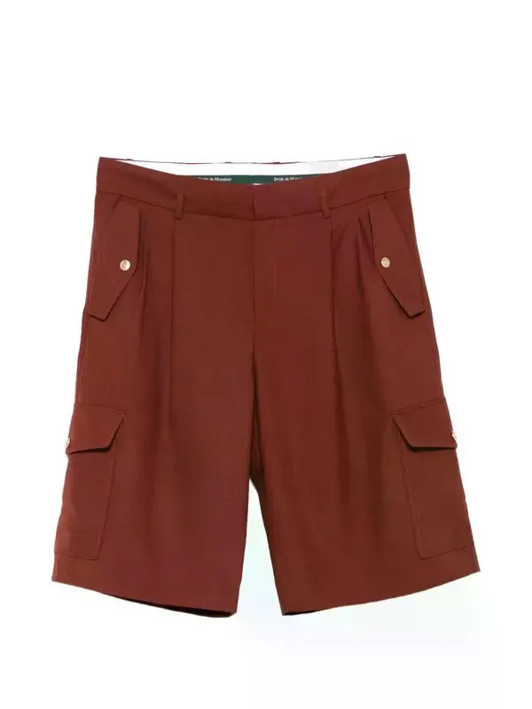Drole De Monsieur Pleated Cargo Shorts - Brown