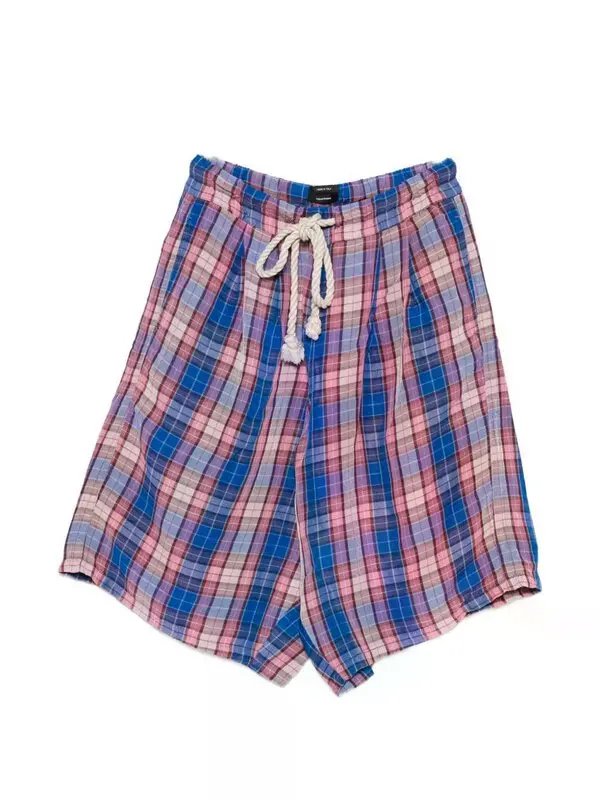 R13 Plaid Drawstring Shorts - Blue