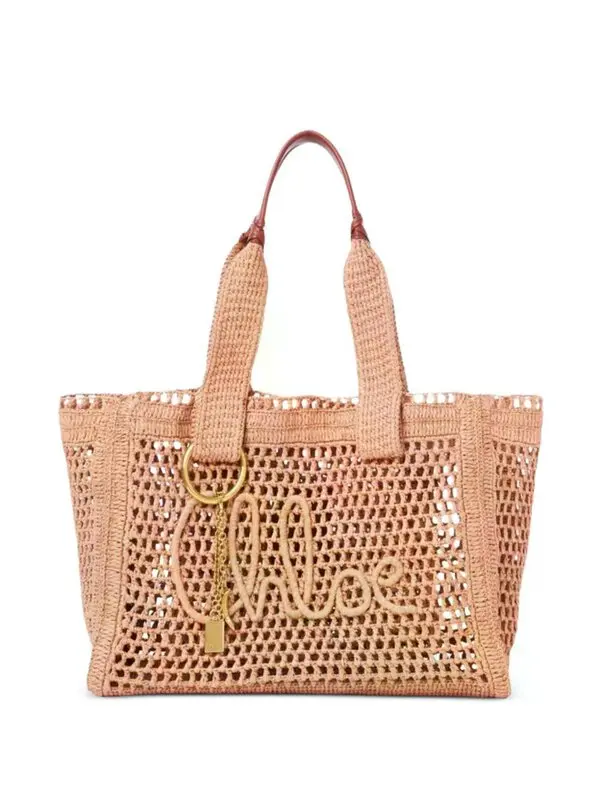 Chloé Openwork Logo Tote - Neutrals