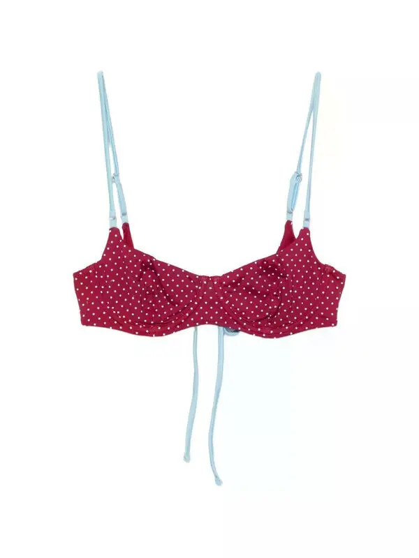 Frankies Bikinis Polka-dot Bikini Top - Red