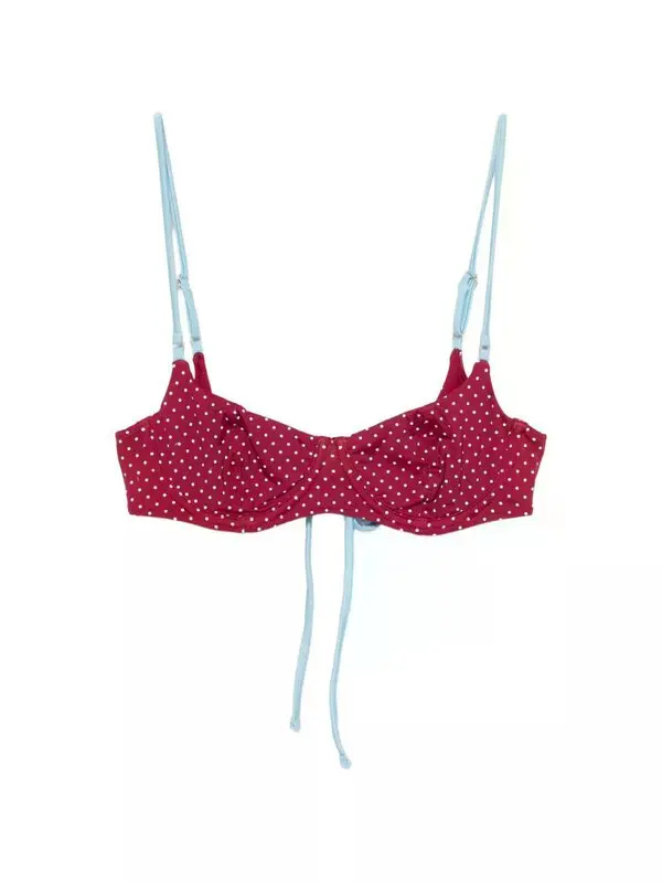 Frankies Bikinis Polka-dot Bikini Top - Red