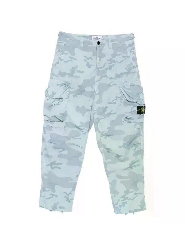 Stone Island Camouflage-print Cargo Trousers - Blue
