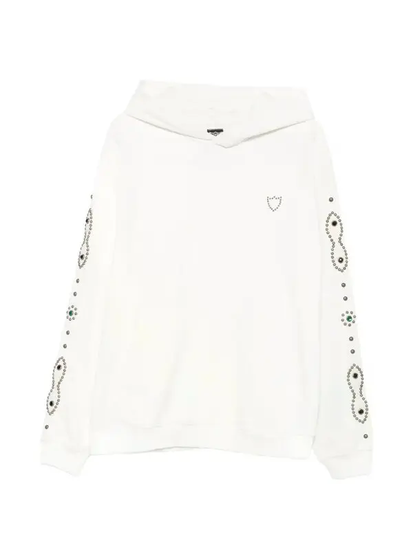 HTC LOS ANGELES Moustache Stud And Crystal-embellished Hoodie - White