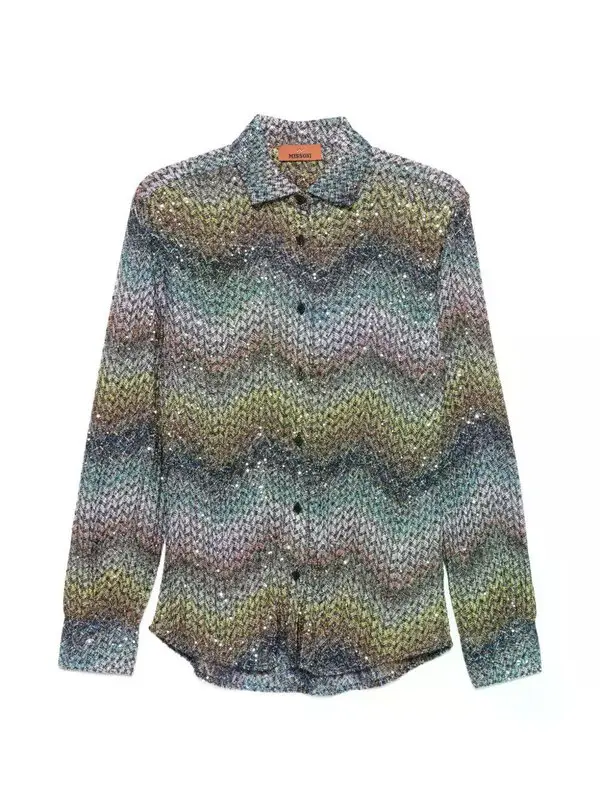 Missoni Zigzag-knit Sequin-embellished Shirt - Blue