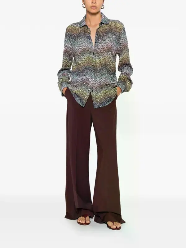 Missoni Zigzag-pattern Sequined Shirt - Blue