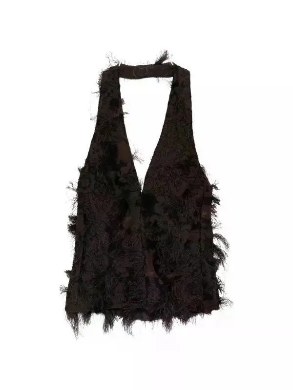 Séfr Anam Fringed Top - Brown