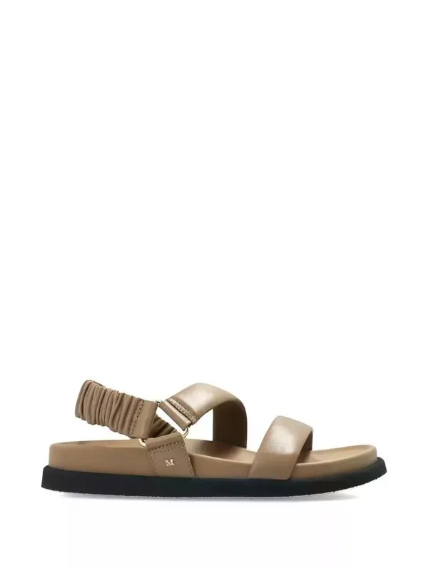 Max Mara Leather Slingback Sandals - Neutrals
