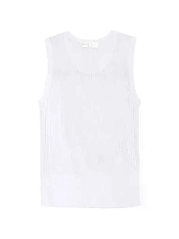 ROBERTO COLLINA Ribbed-knit Sleeveless Top - White