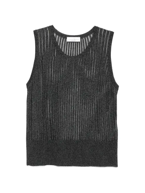 ROBERTO COLLINA Metallic Ribbed-knit Top - Black