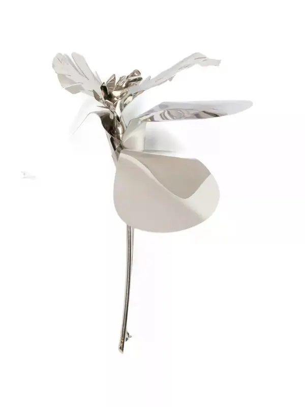 N°21 Floral Motif Brooch - Silver