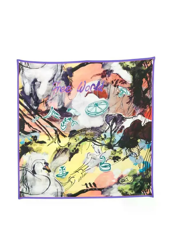VIVIENNE WESTWOOD Free World Square Scarf - Yellow