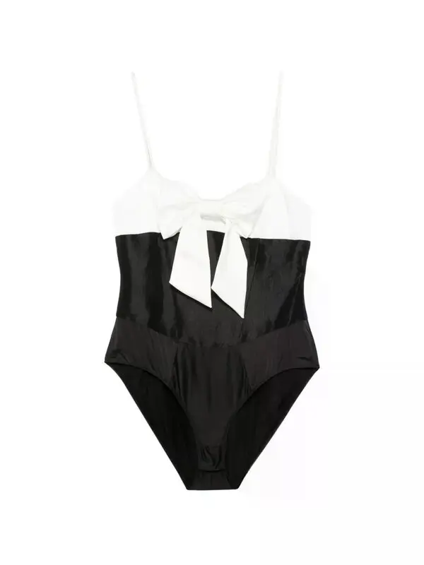 For Love & Lemons Bow-detail Two-tone Bodysuit - Black