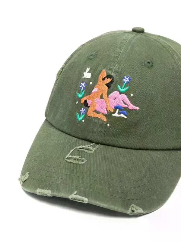 CARNE BOLLENTE Bunnies In Bloom Distressed-effect Cap