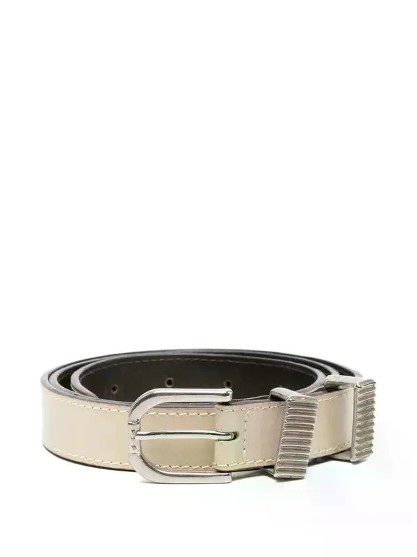 Versace 1980s Buckle Leather Belt - Neutrals